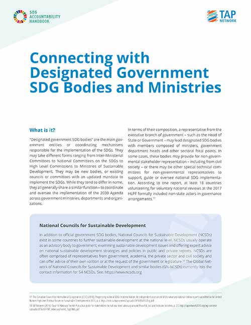 Connecting with Designated Government SDG Bodies and Ministries - SDG ...