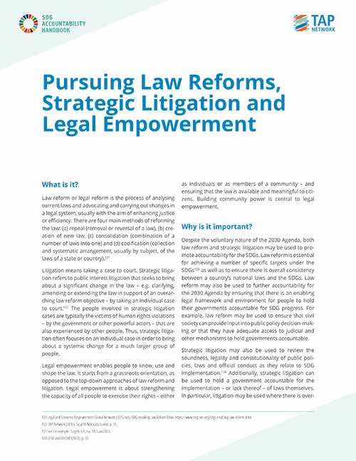 Pursuing Law Reforms, Strategic Litigation and Legal Empowerment - SDG ...
