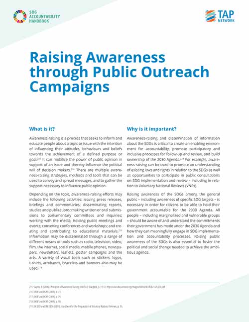 Raising Awareness through Public Outreach Campaigns - SDG ...